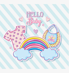 Hello baby cartoons card Royalty Free Vector Image