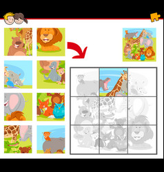 Safari animals jigsaw puzzle game Royalty Free Vector Image