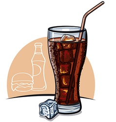 Cola glass with ice cube Royalty Free Vector Image