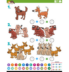 Counting and adding task with cartoon pet animals Vector Image