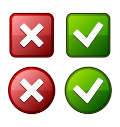Check box icons set green and red signs on white Vector Image