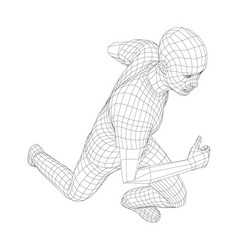 Wire frame running man Royalty Free Vector Image