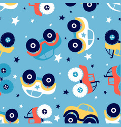 Hand drawing building truck seamless Royalty Free Vector