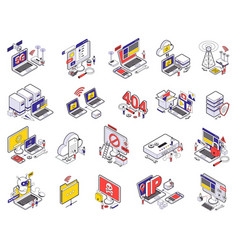 Datacenter elements icon set Royalty Free Vector Image