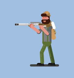 Cartoon hunter with rifle and hunting dog Vector Image
