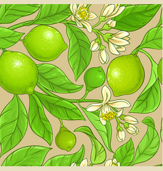 Lime branches pattern on color background Vector Image