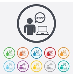 Byod sign icon bring your own device symbol Vector Image