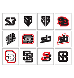 Double s monogram intertwined elements stars Vector Image