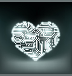 Computer heart with motherboard Royalty Free Vector Image