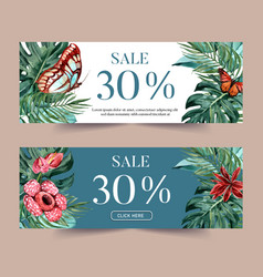Banner design with classic wild tropical plants Vector Image