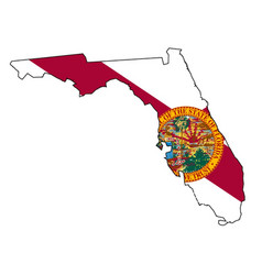 Florida state map and flag Royalty Free Vector Image