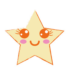 White kawaii happy star with close eyes and cheeks