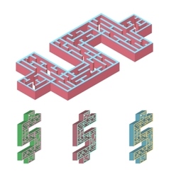 Isometric maze cube cage design concept Royalty Free Vector