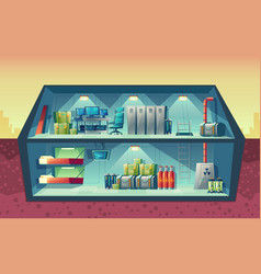 Cartoon bunker scientific laboratory Royalty Free Vector