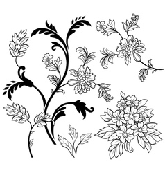 Black outline flower seamless Royalty Free Vector Image