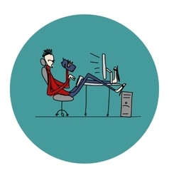 Programmer at work sketch for your design Vector Image