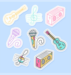Retro musical objects rock sticker guitar Vector Image