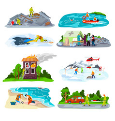 Emergency rescue team help people cartoon Vector Image
