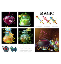 Cartoon game magic elements website template Vector Image