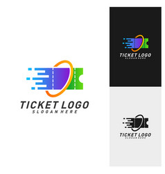 Quick ticket logo template design emblem Vector Image