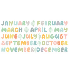 Handwritten names of months cute doodle set Vector Image