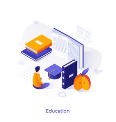 Education library isometric student composition Vector Image