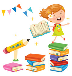Kids showing open book Royalty Free Vector Image