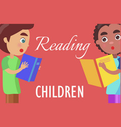 Kids reading book Royalty Free Vector Image - VectorStock