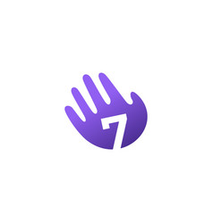 Number seven hand gesture template Royalty Free Vector Image