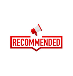 Recommend icon white label recommended on red Vector Image