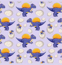 Blue dinosaur on seamless pattern Royalty Free Vector Image