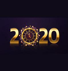 Happy hew 2020 year clock fileworks lights and Vector Image