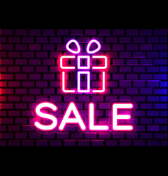 Realistic isolated neon sign gift logo Royalty Free Vector