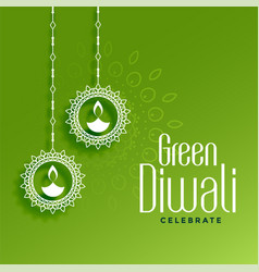 Eco diwali concept with green diya and peacock Vector Image