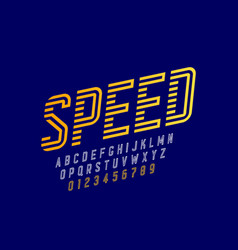 Top speed style font alphabet and numbers Vector Image