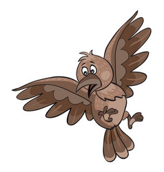 Frightened bird with spread wings cartoon Vector Image
