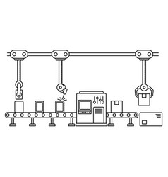 Thin line style assembly line Royalty Free Vector Image