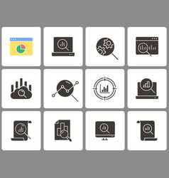 Data analysis icon set isolated Royalty Free Vector Image