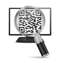 Magnifying glass over a qr code Royalty Free Vector Image