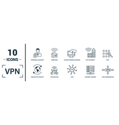 Vpn icon set include creative elements archiving Vector Image