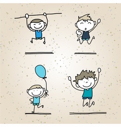 Hand drawing cartoon happy kids Royalty Free Vector Image