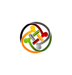 Teamwork union 4 people logo Royalty Free Vector Image