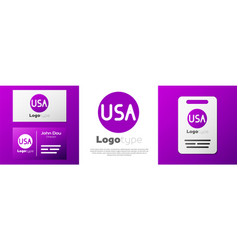 Logotype line usa label icon isolated on white Vector Image