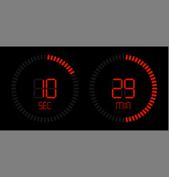 Stopwatch timer red digital time countdown Vector Image