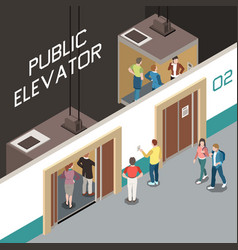 Elevator escalator stairs vertical banner set Vector Image