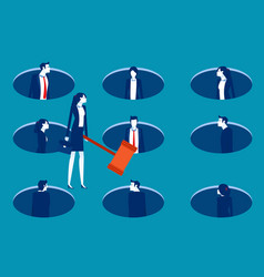 Employee is hitting the boss with a hammer Vector Image