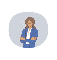 Business woman in office style clothes showing Vector Image