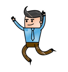 Character successful business man cartoon happy Vector Image