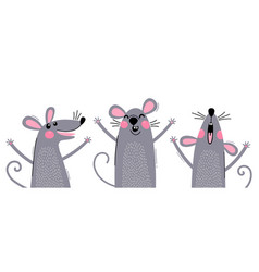 Cute rat cartoon hug character white Royalty Free Vector