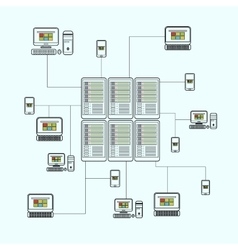 Data isometric set with center and network Vector Image